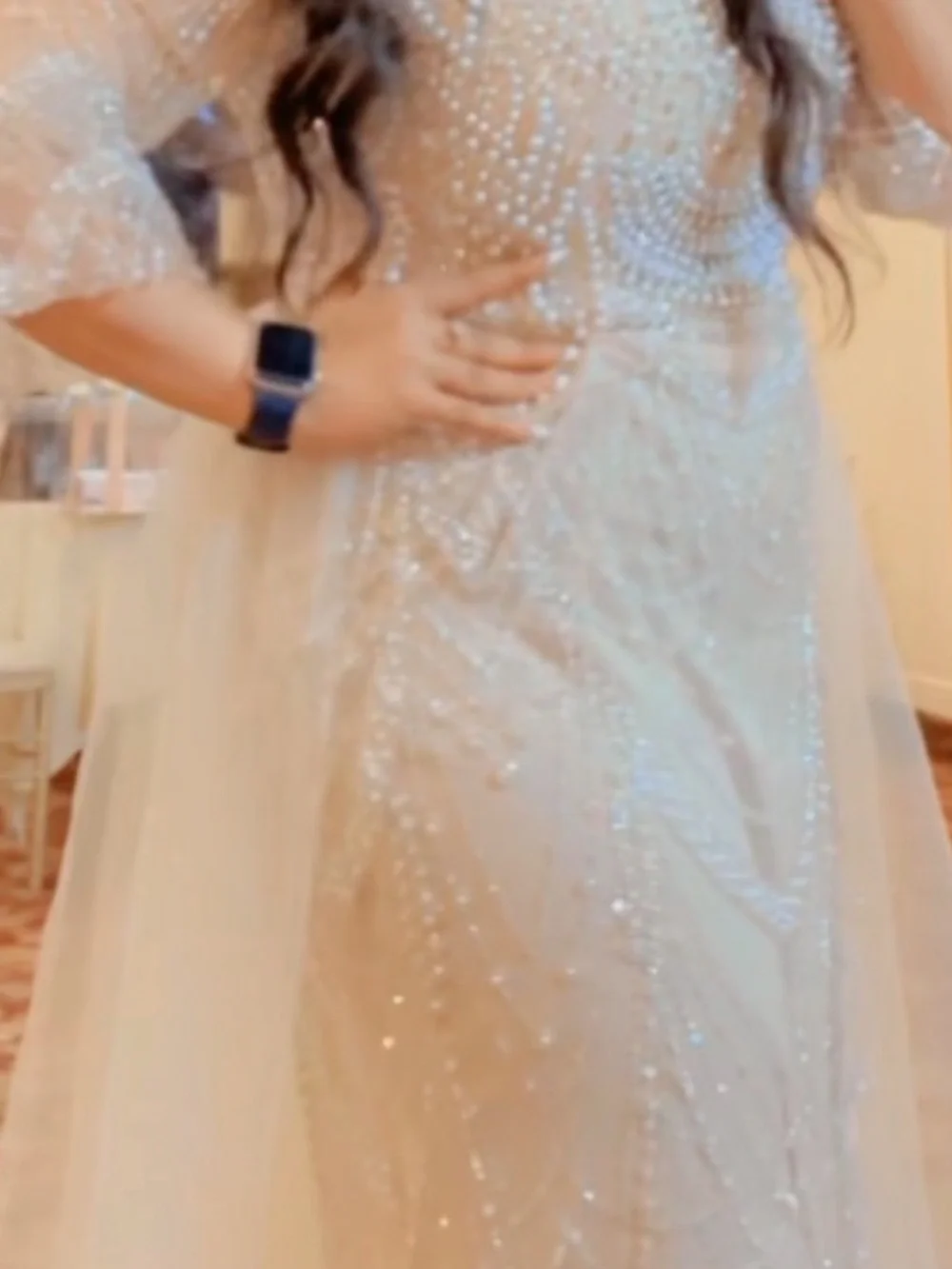 SHEIN | Dresses | Shein Champagne Beaded Tulle Bridal Gown | Poshmark